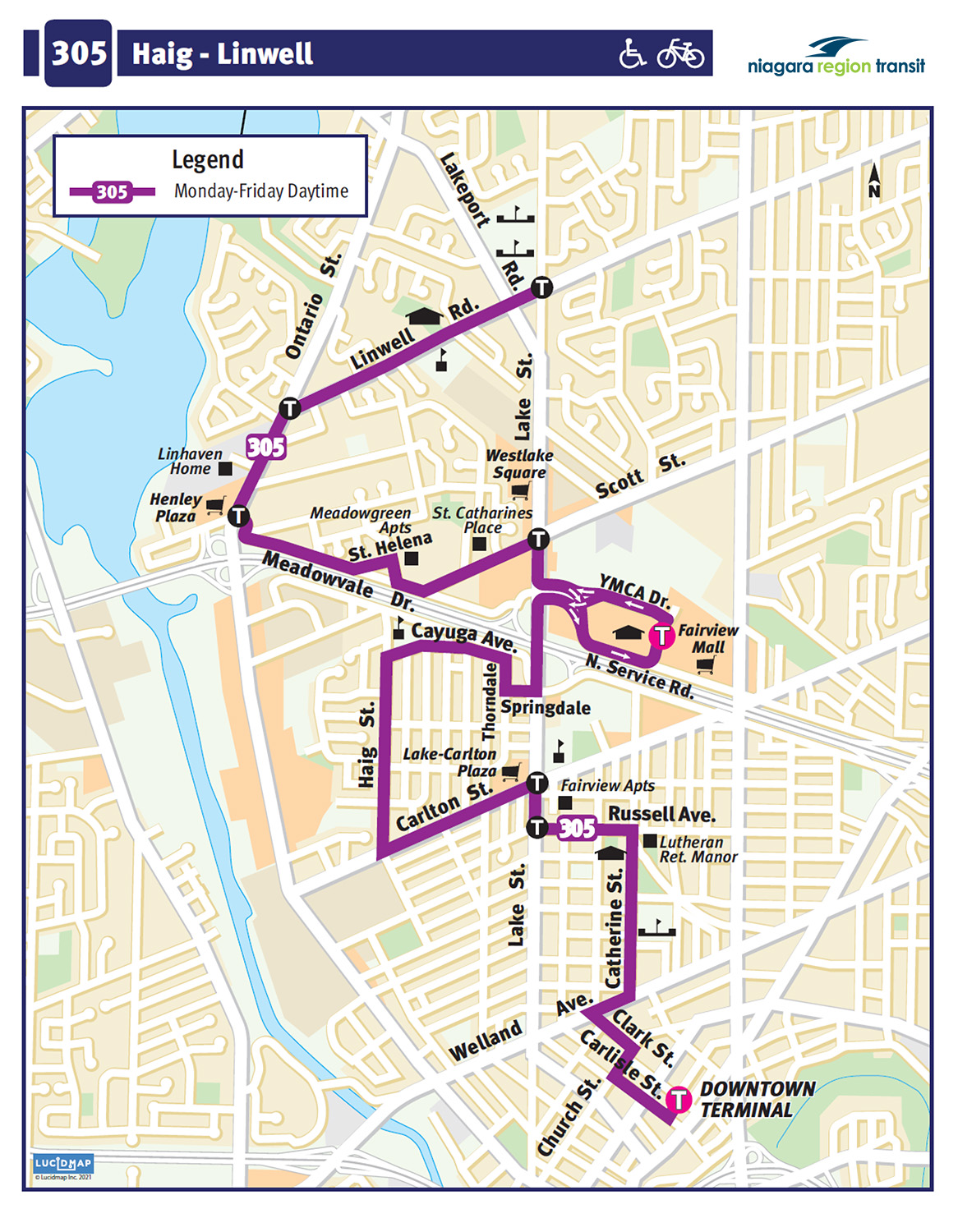 305 | Haig St. - Linwell Rd. | St. Catharines - Niagara Region Transit